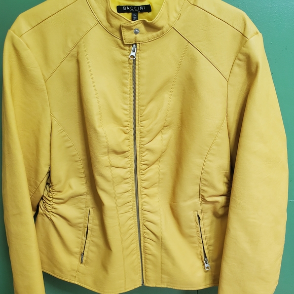 Baccini | Jackets & Coats | Baccini Yellow Leather Jacket Modern Design ...